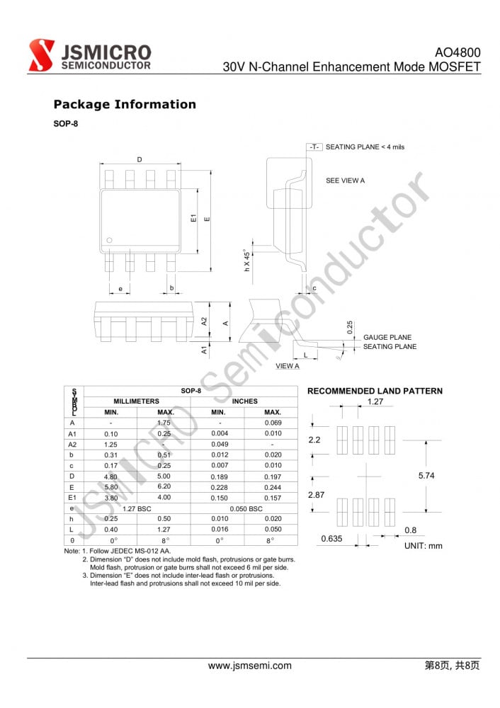 AO4800 datasheet page 8
