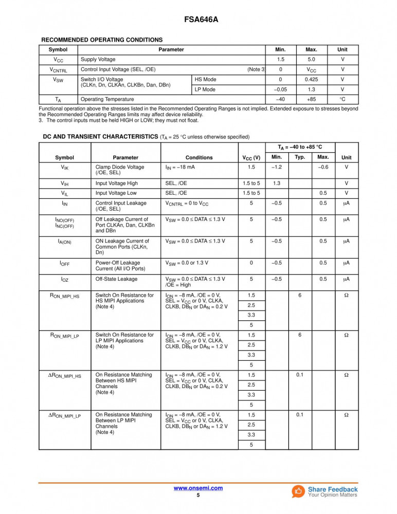 FSA646A datasheet page 5