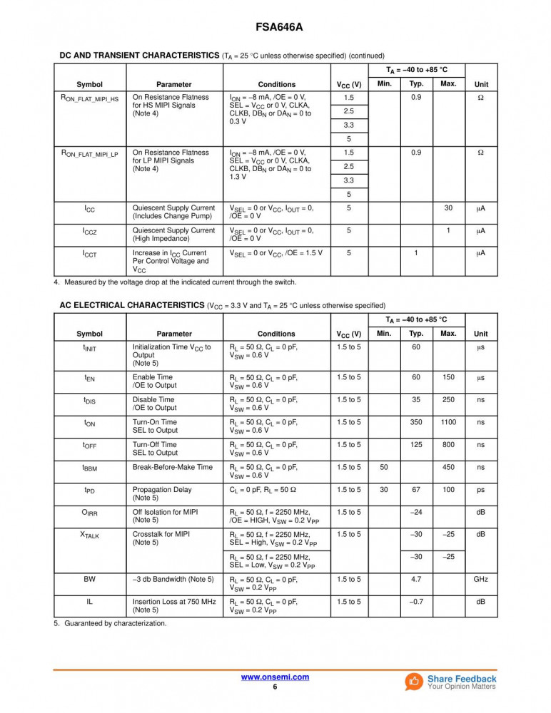 FSA646A datasheet page 6
