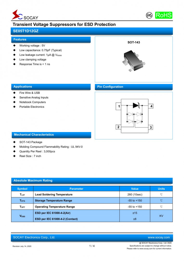 SE05T1D12GZ technical document, page 1