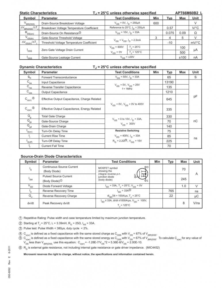 APT66M60L datasheet page 2