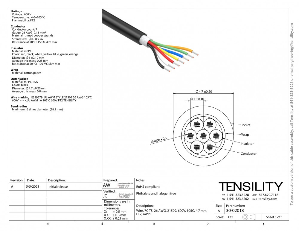 Tensility International 30-02018 technical drawing