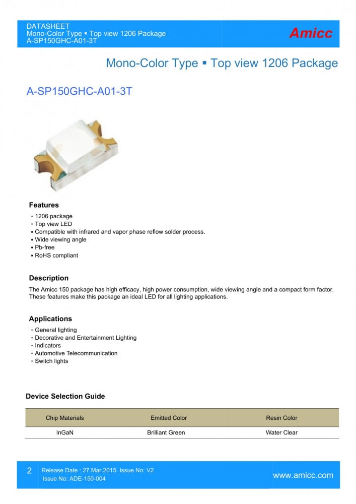 A-SP150GHC-A01-3T datasheet page 2