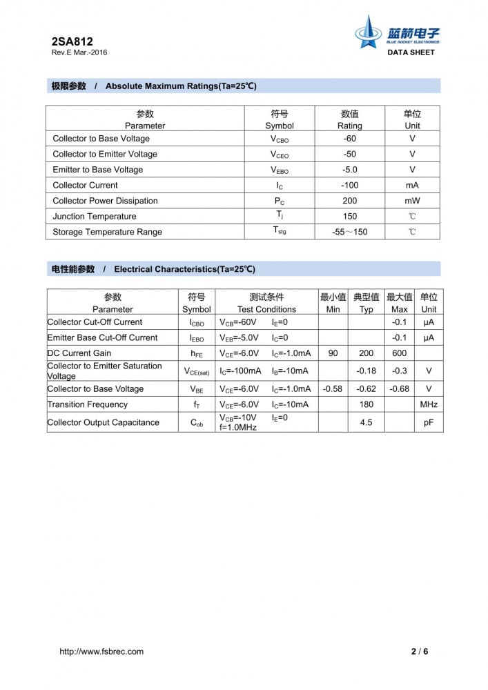 2SA812-G datasheet page 2
