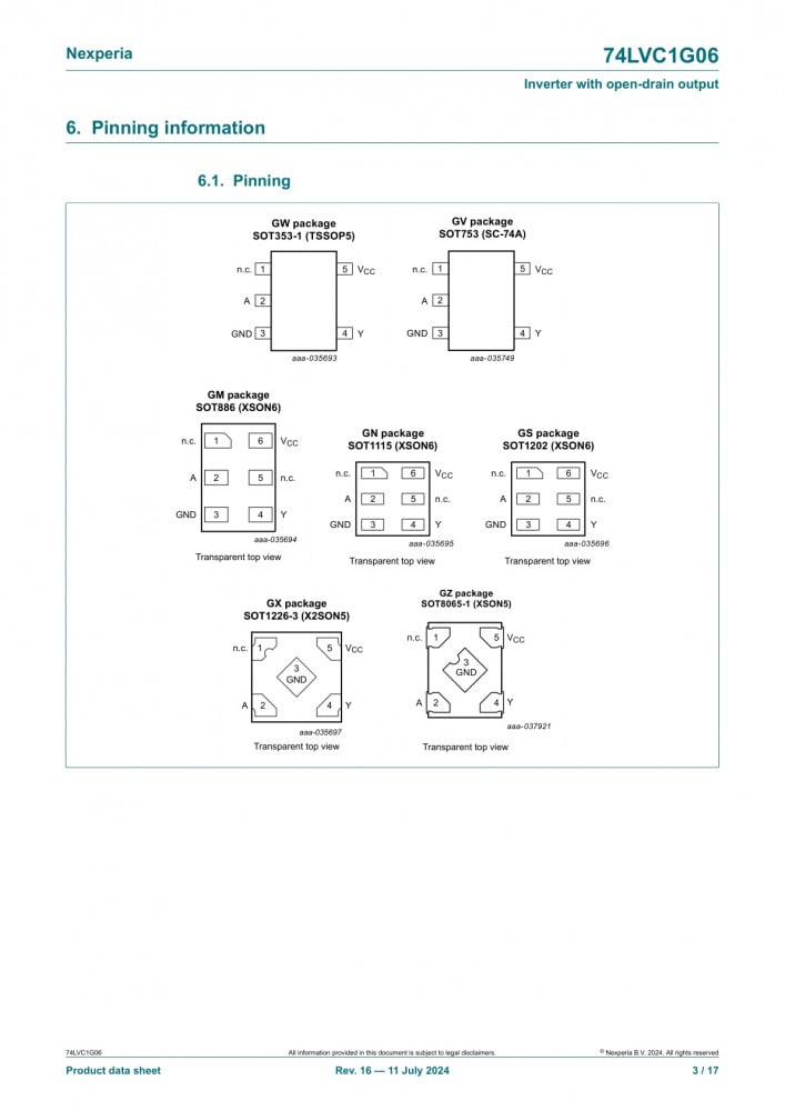 74LVC1G06GV,125 datasheet page 3