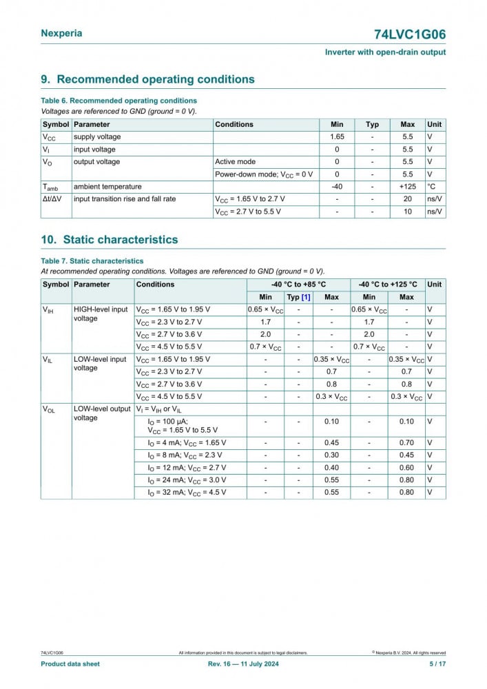 74LVC1G06GV,125 datasheet page 5