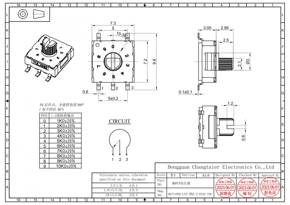 CTR R07310N0-LA3.0B2.5-B103-100 drawing page