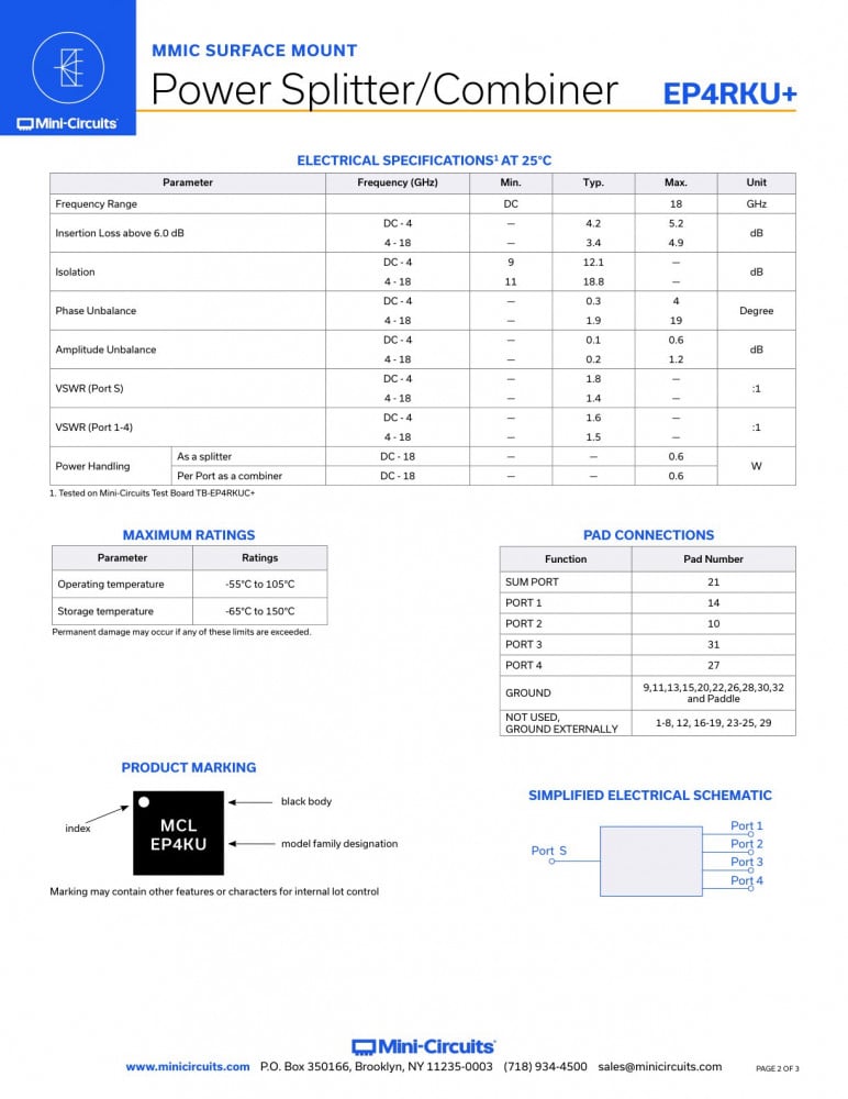 EP4RKU+ datasheet page 2