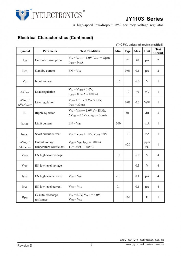 JY1103 datasheet page 7