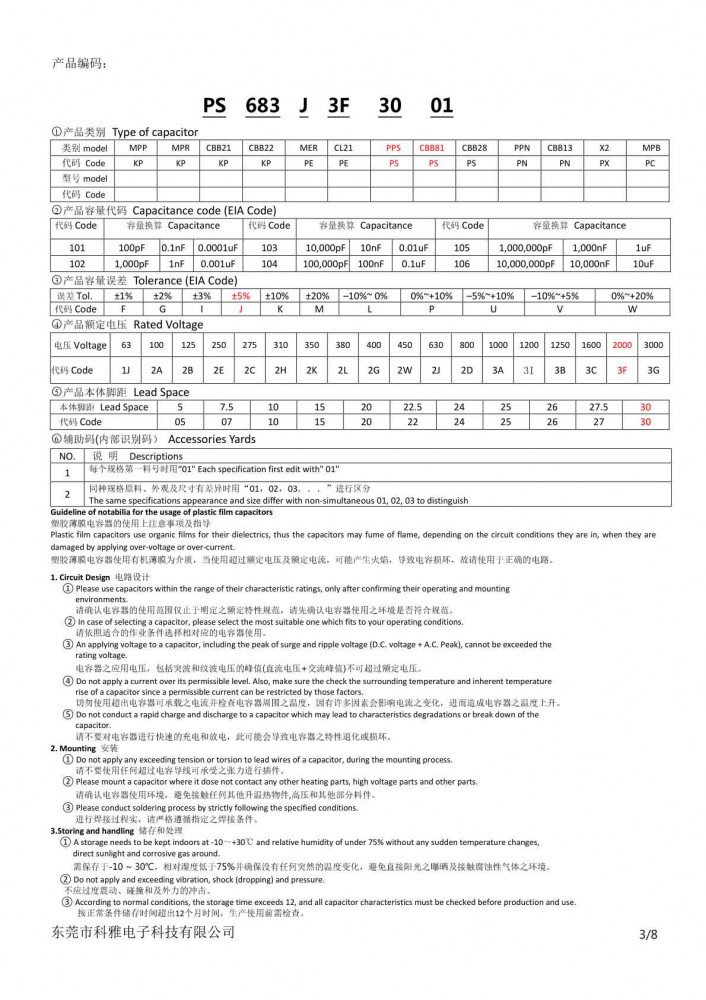PS683J3F3001 specification page 3