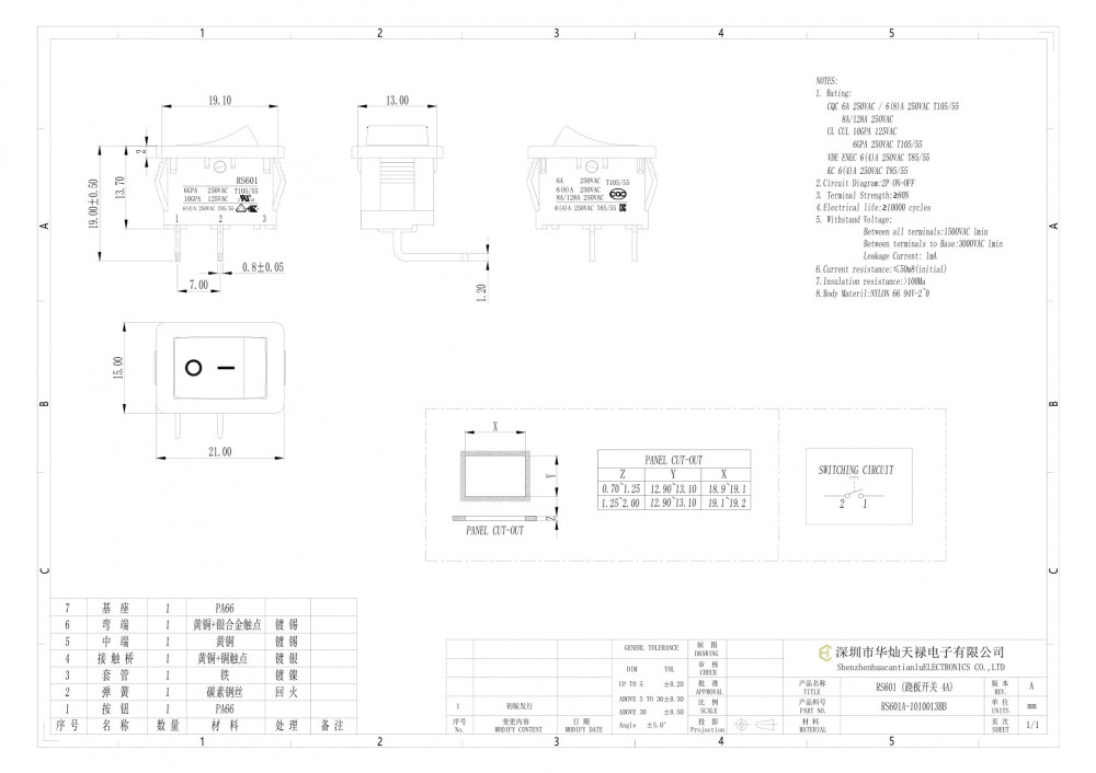 RS601A-1010013BB technical document preview