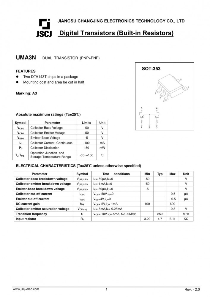 UMA3N datasheet page 1