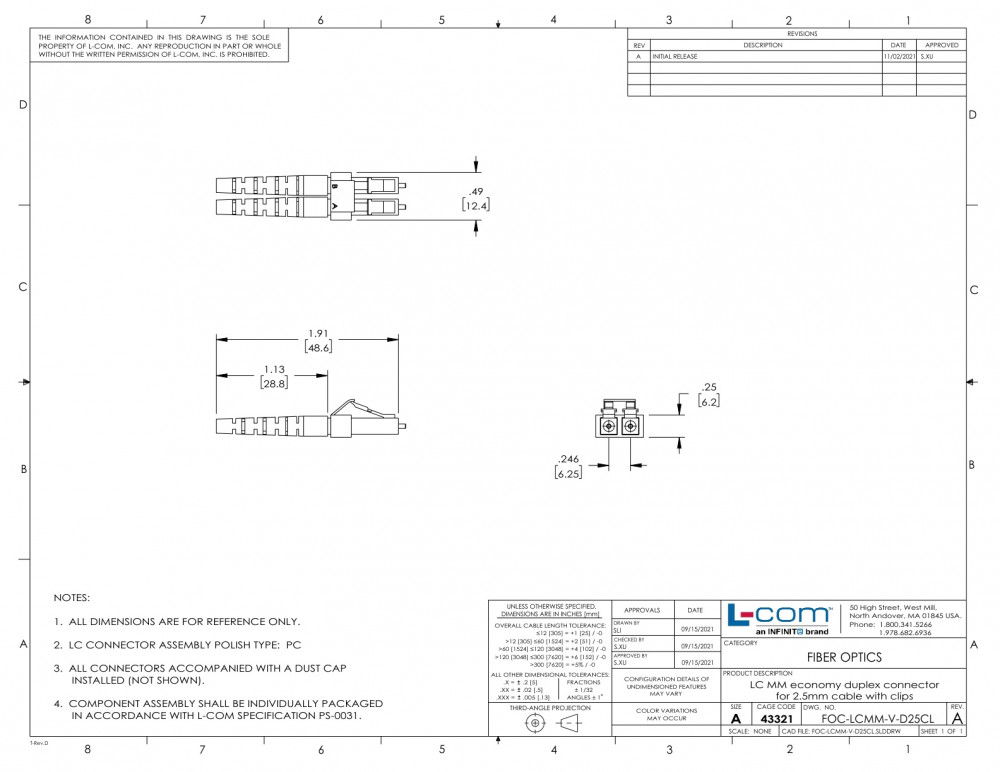 FOC-LCMM-V-D25CL L-com drawing preview