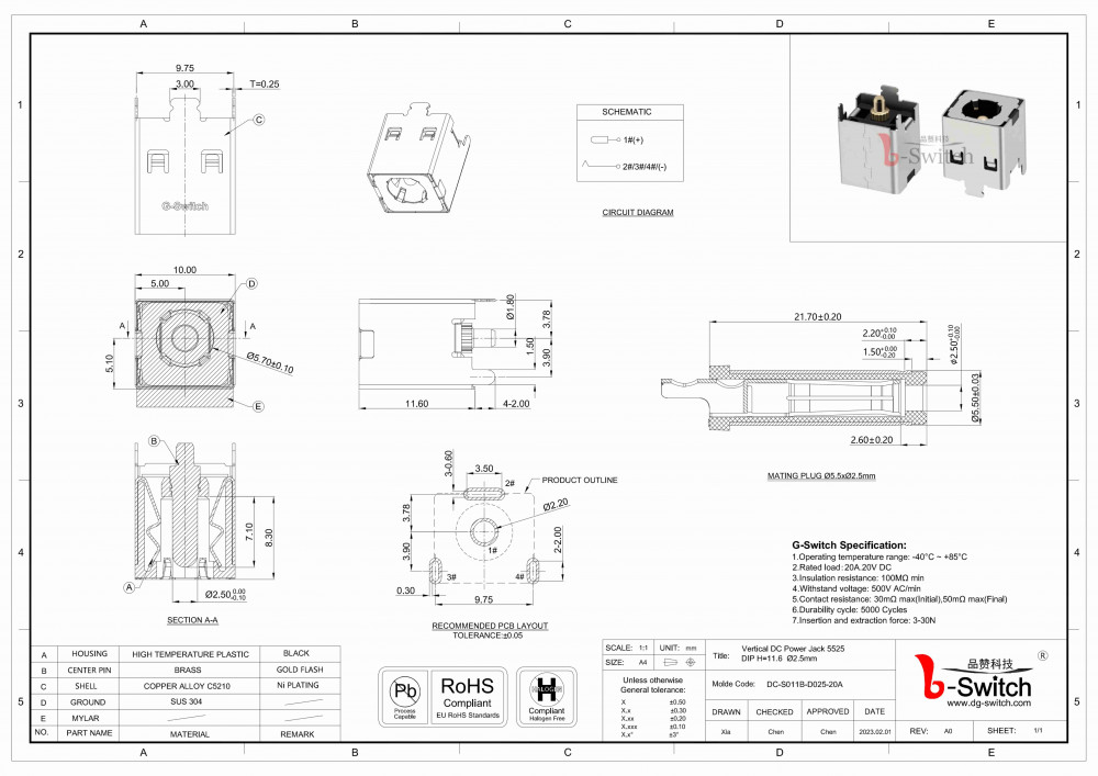 G-Switch DC-S011B-D025-20A technical document