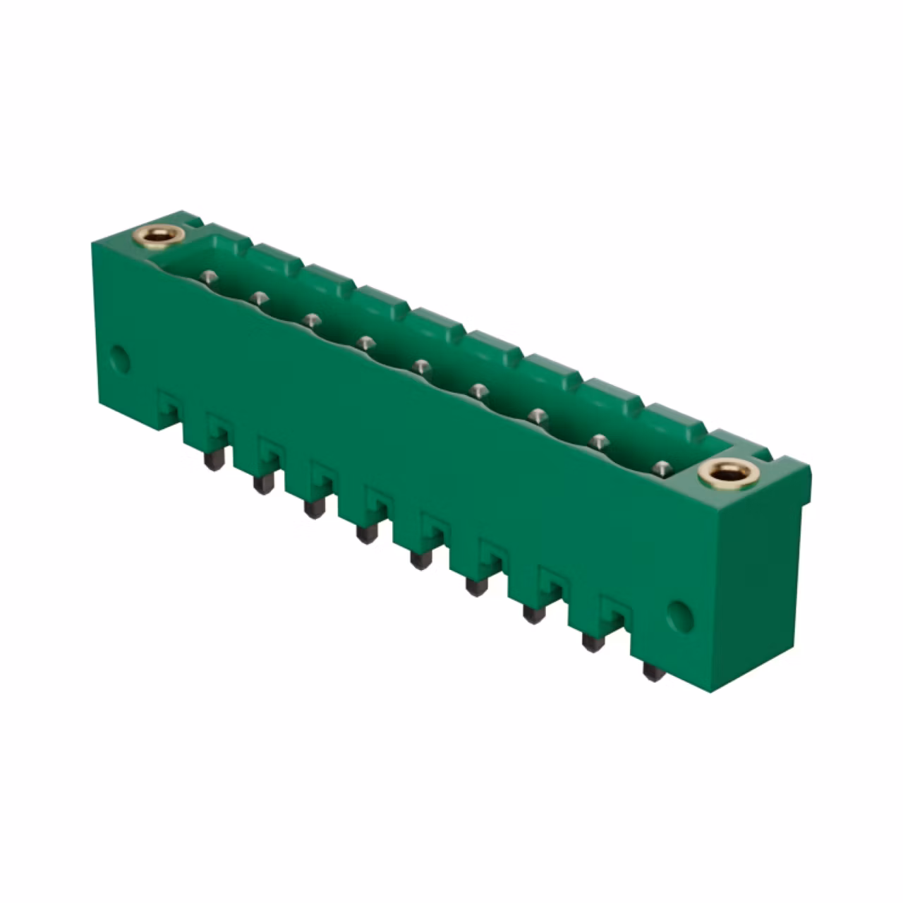 5.00mm Pitch Eurostyle Vertical PCB Header, with Threaded Retention Inserts, Green Housing, 9 Circuits for sale