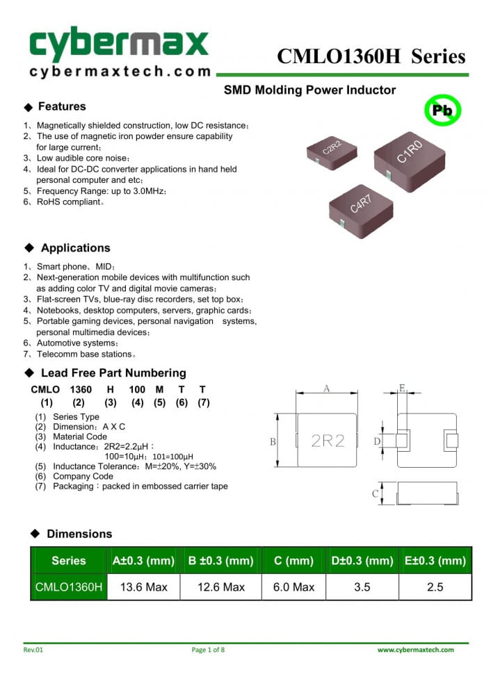 CMLO1360H680MTT technical document page 1