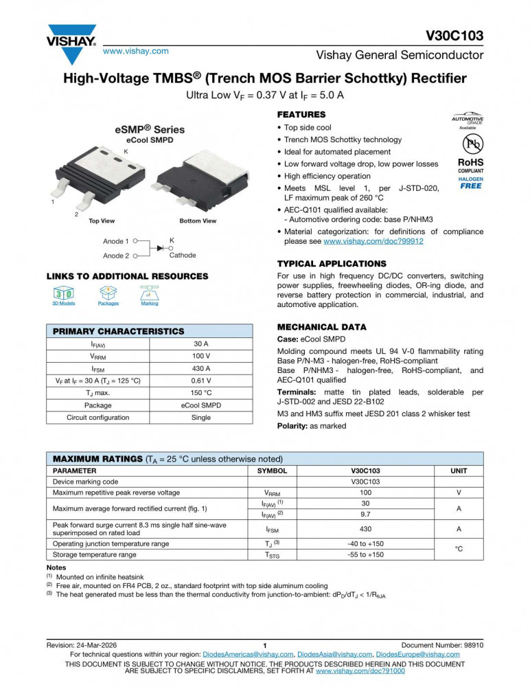 V30C103 datasheet page 1