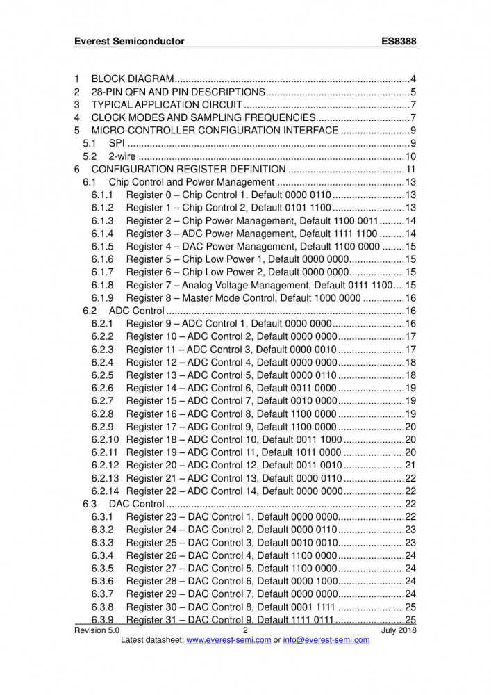 ES8388 datasheet page 2