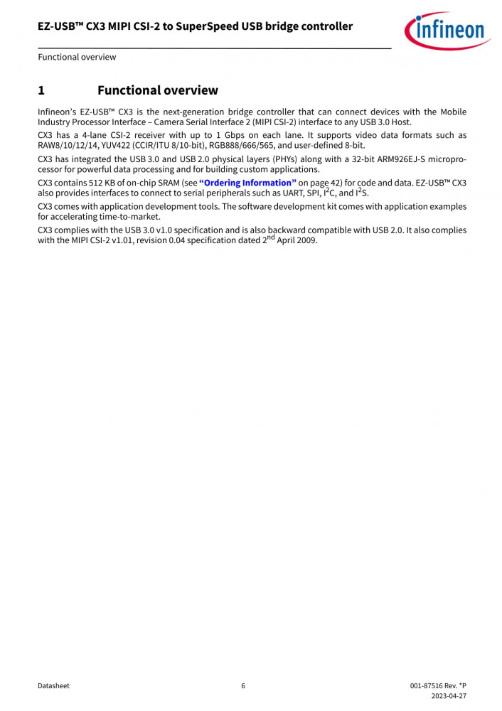 CYUSB3065 technical document page 6