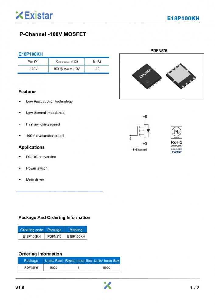 E18P100KH datasheet page 1