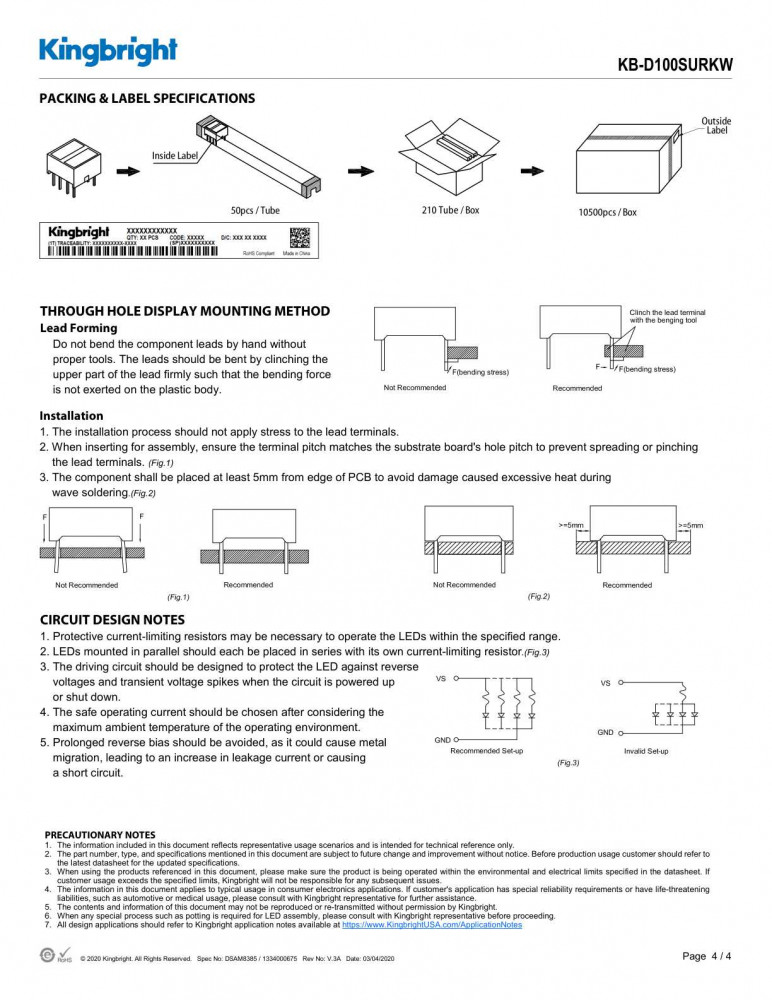 KB-D100SURKW datasheet page 4