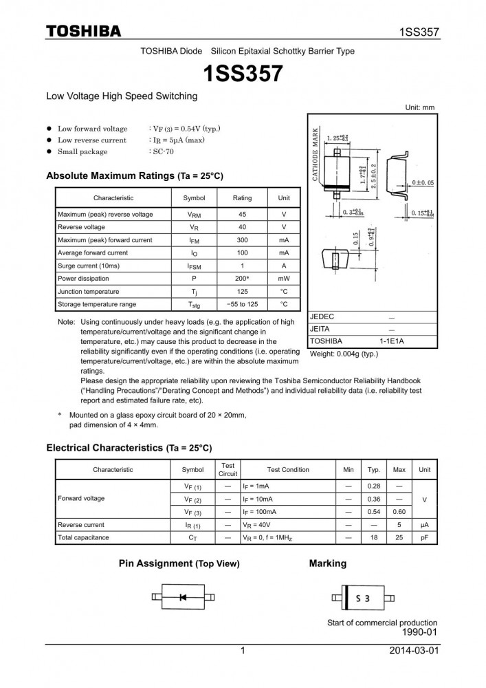 1SS357 datasheet page 1