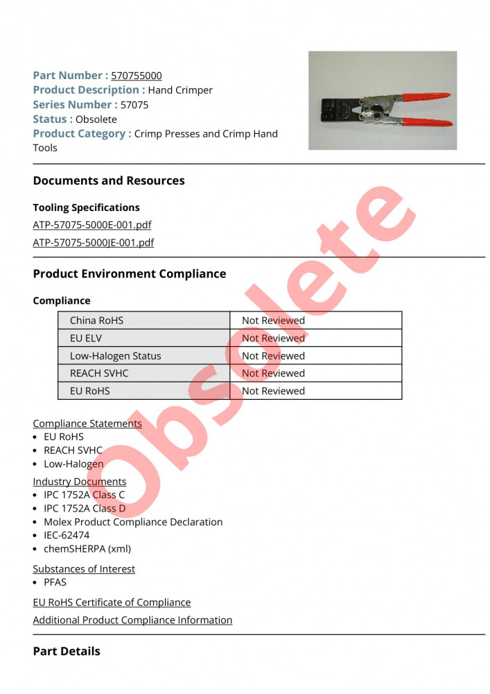 Tooling specification document preview, page 1