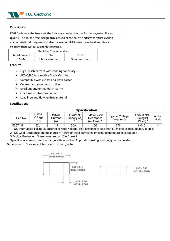 F06T1.5 specification sheet page 2