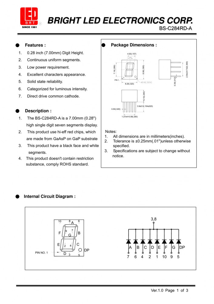 BS-C284RD-A datasheet page 1