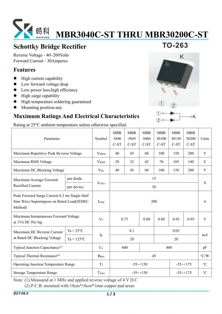 MBR30100C-ST datasheet page 1