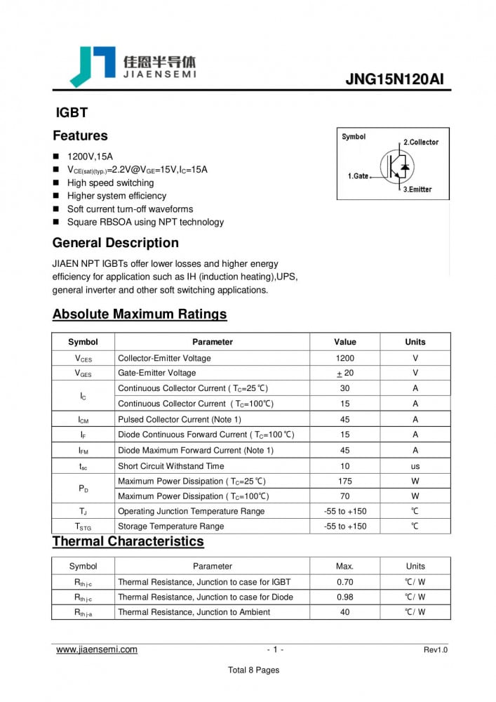 JNG15N120AI datasheet page 1