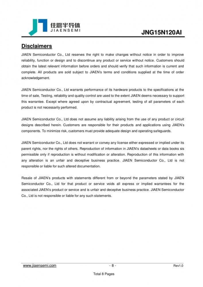 JNG15N120AI datasheet page 8