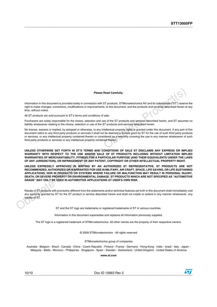 STT13005FP datasheet page 10