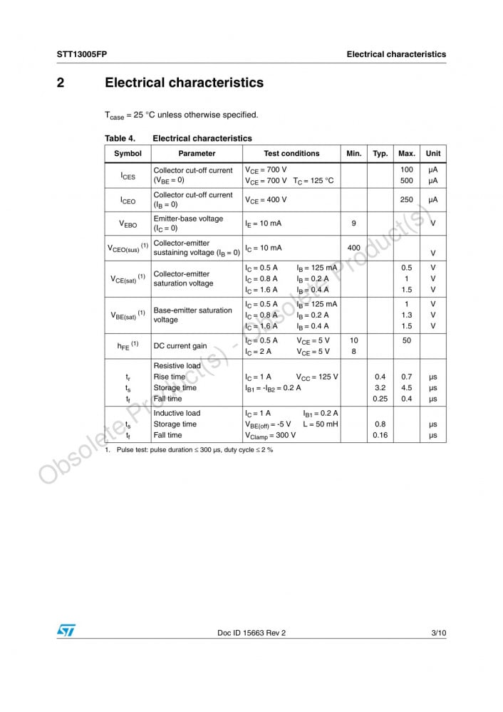 STT13005FP datasheet page 3