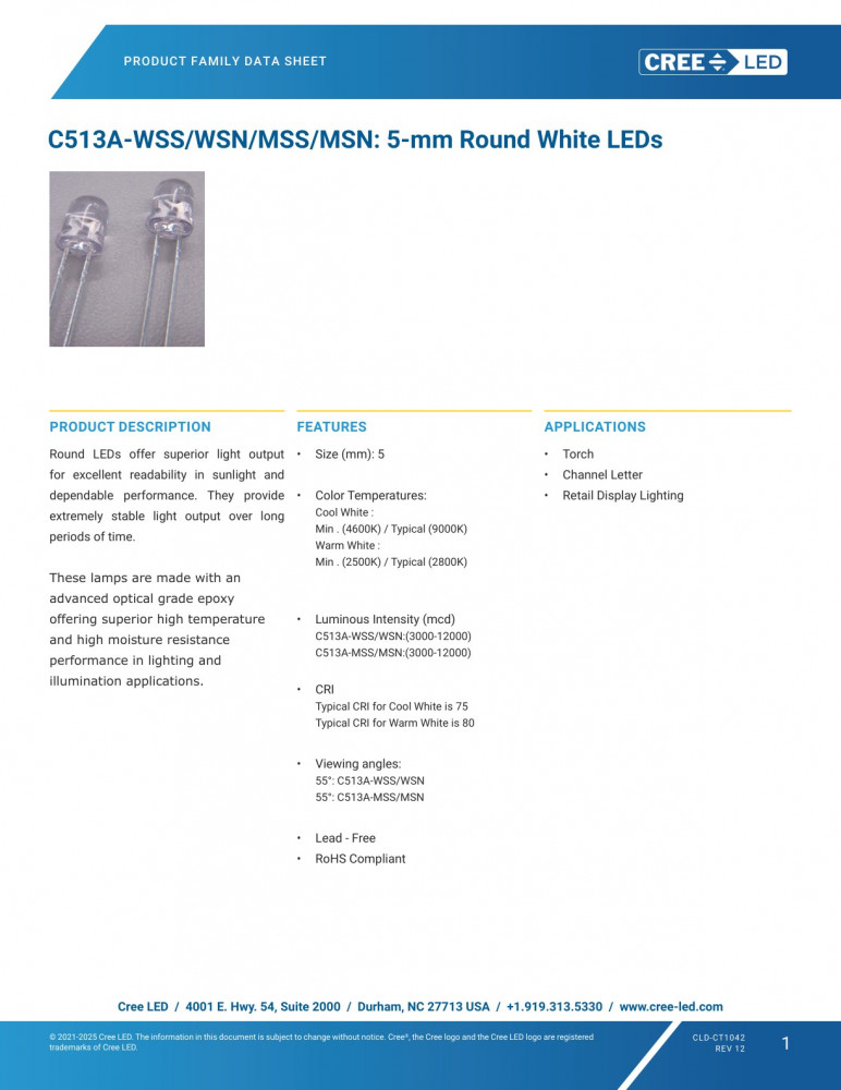 C513A LED datasheet page 1