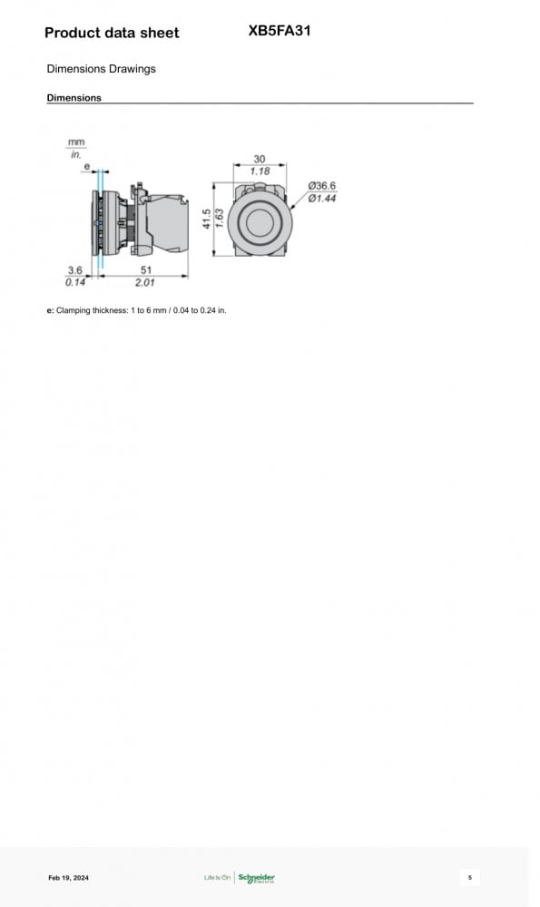 XB5FA31 technical document page 5