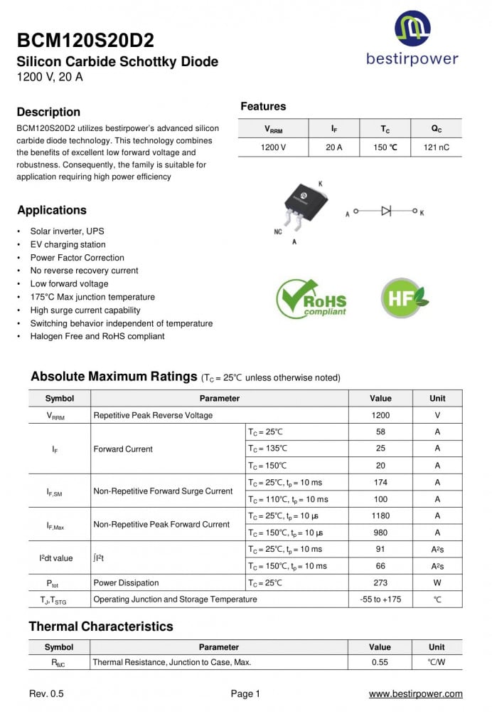 BCM120S20D2 datasheet page 1