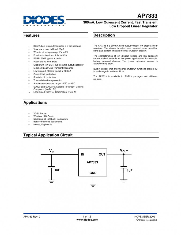 AP7333 datasheet page 1