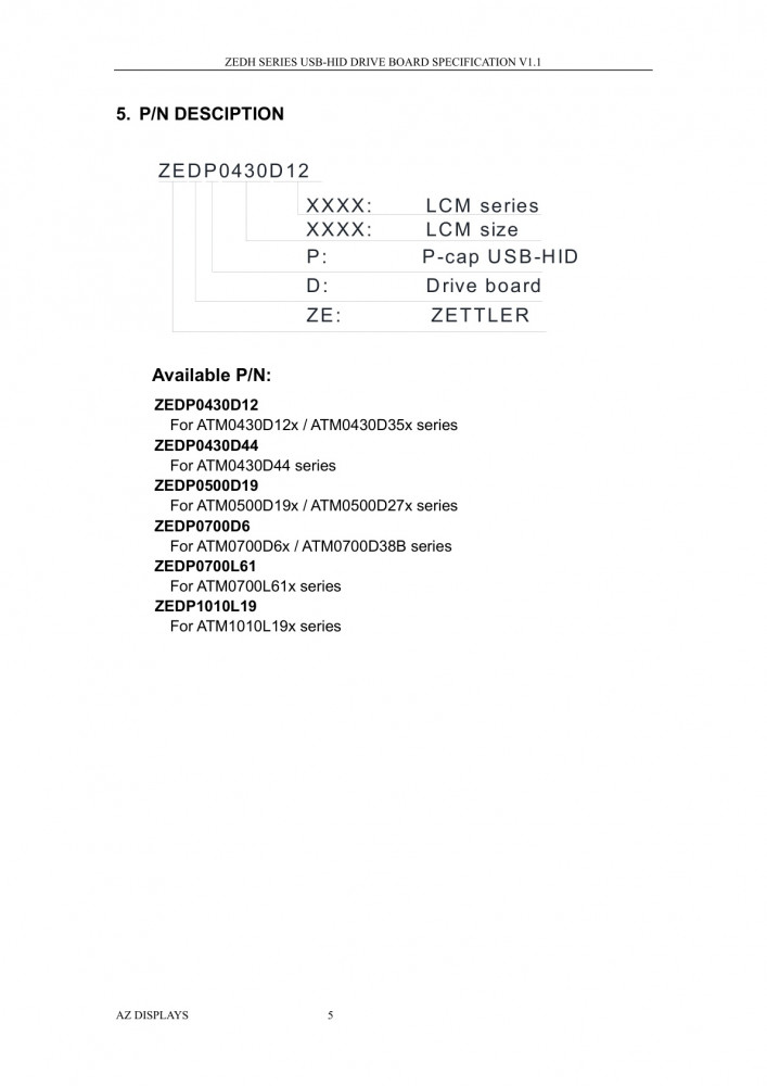 ZEDP0430D12 technical document page 5