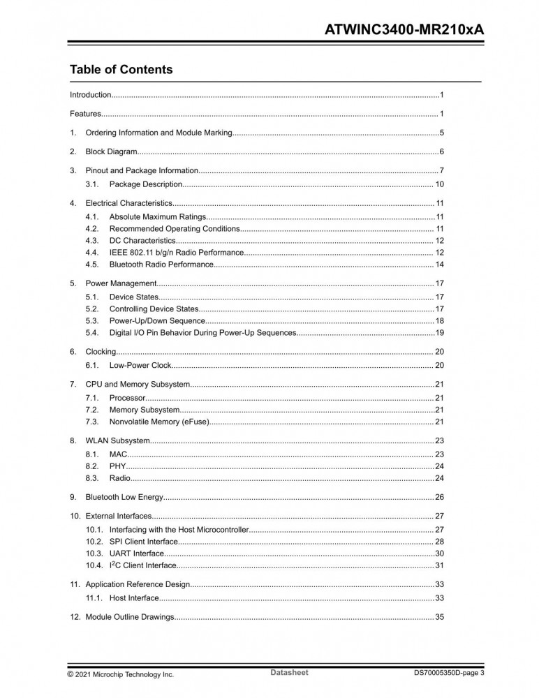 ATWINC3400 datasheet preview, page 3