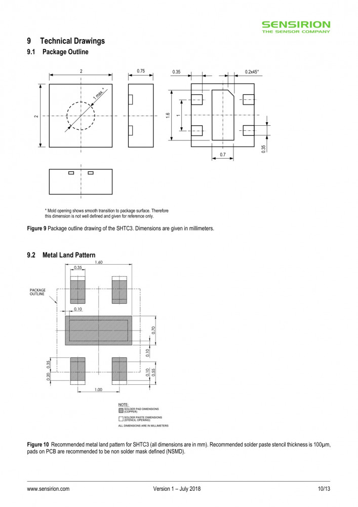SHTC3 datasheet page 10
