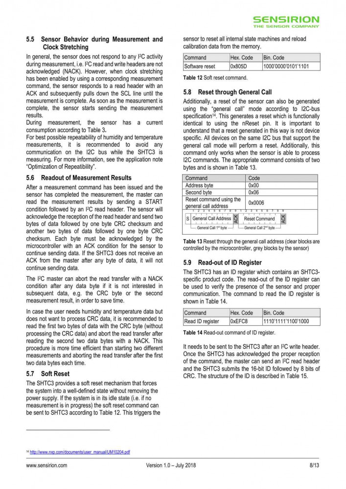 SHTC3 datasheet page 8