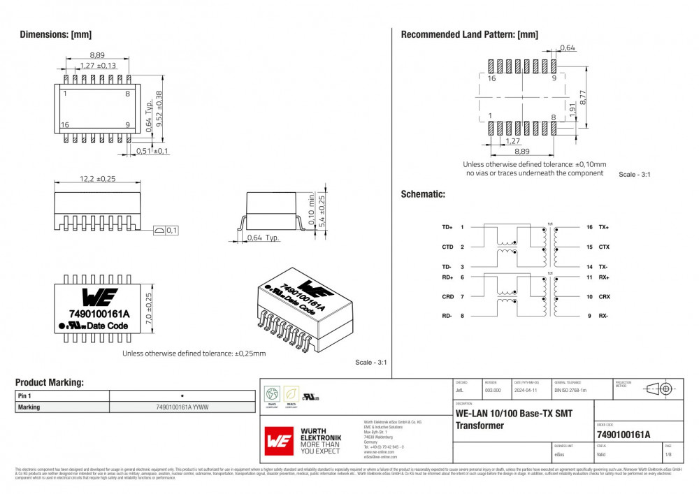 7490100161A datasheet page 1