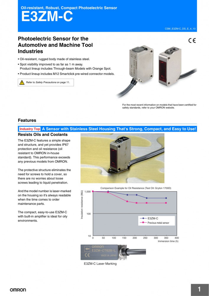 OMRON E3ZM-C datasheet page 1