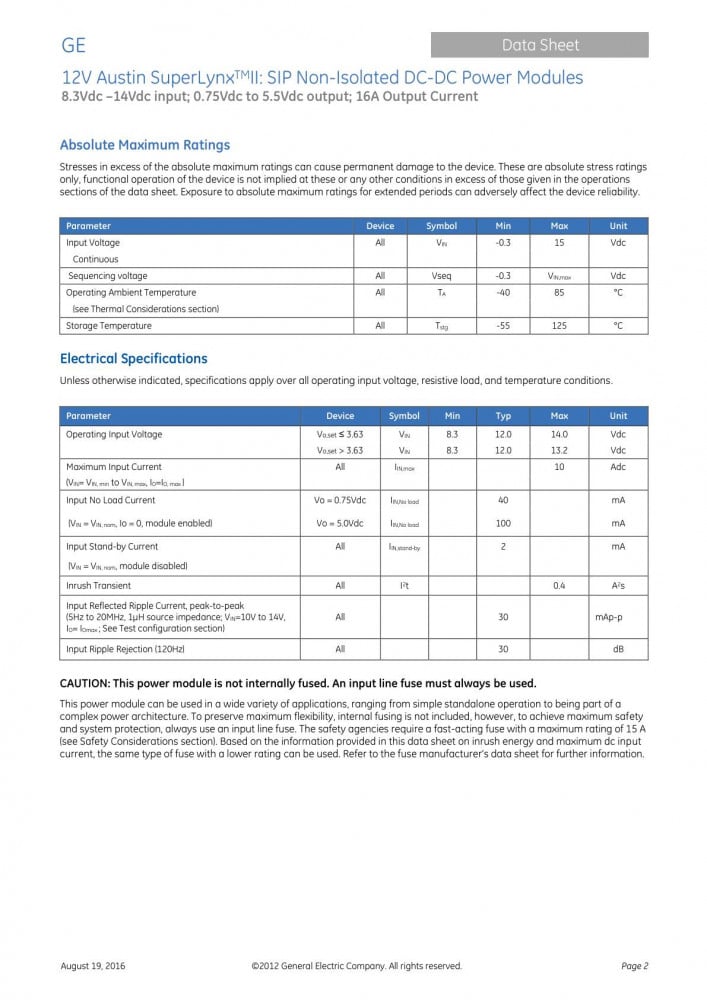 ATA016A0X43 datasheet page 2