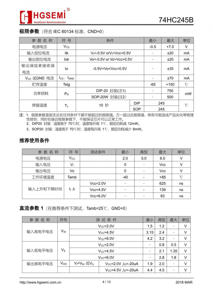 74HC245B datasheet page 4