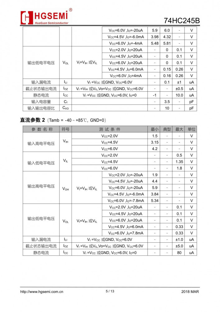 74HC245B datasheet page 5