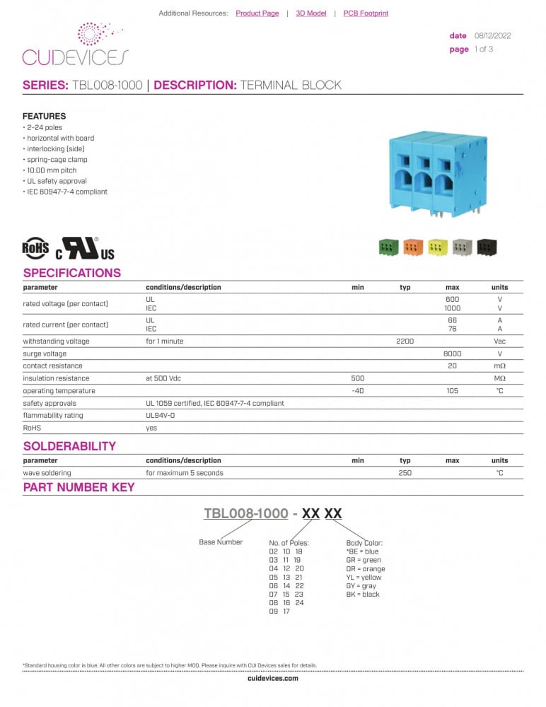 TBL008-1000 series technical document page 1