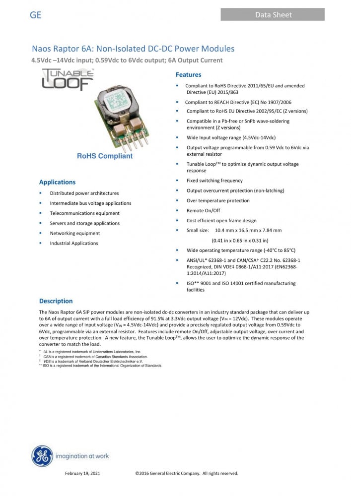 NSR006A0X4Z datasheet page 1