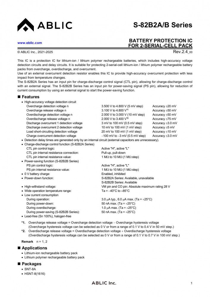 S-82B2A/B datasheet page 1